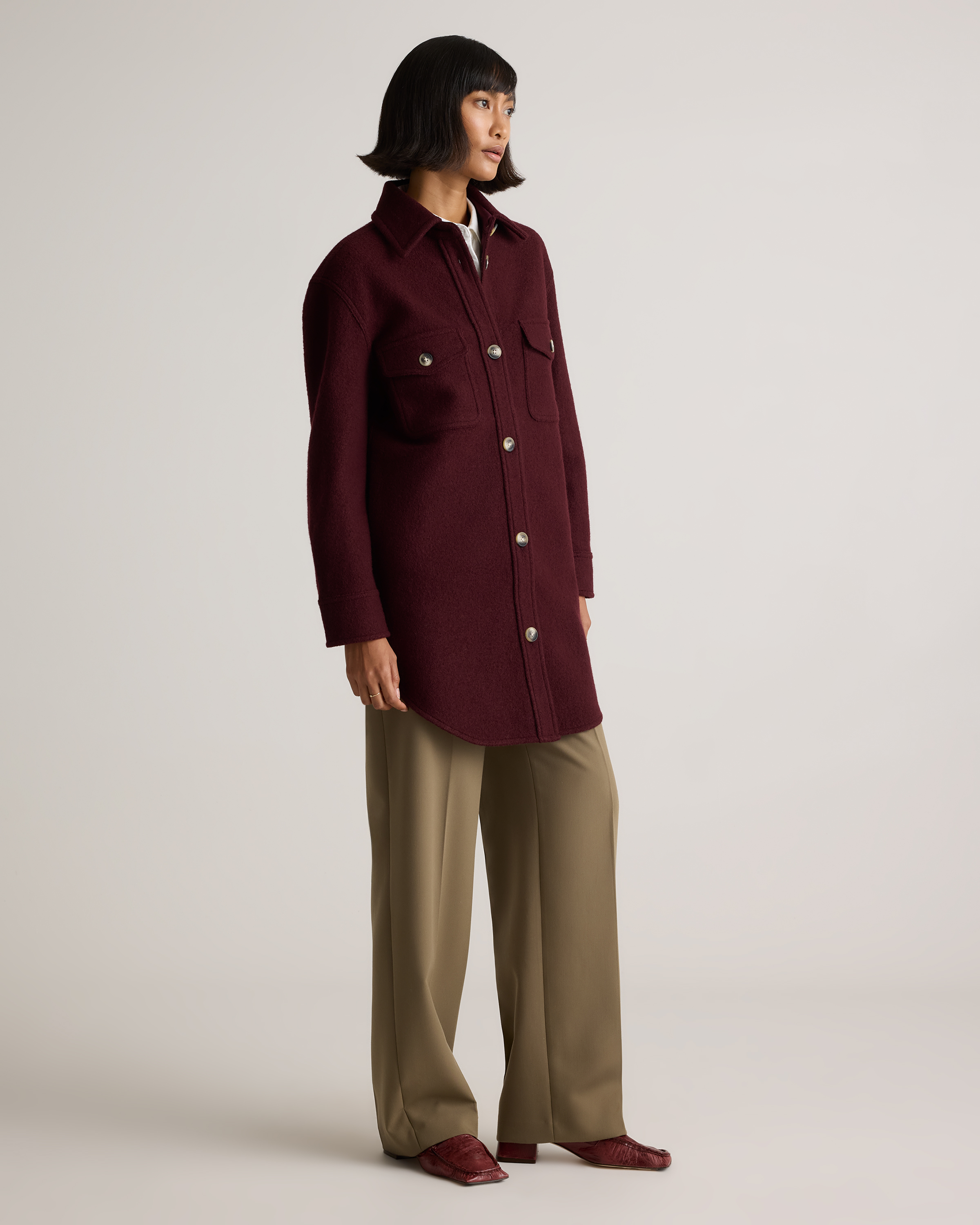 QUINCE 100% Merino Wool Long Shirt Jacket
